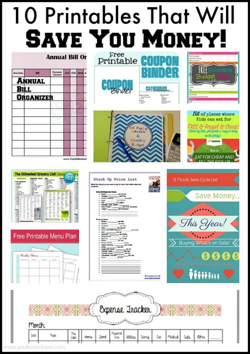 10 Free Printables to Save You Money + 10 More- A Cultivated Nest