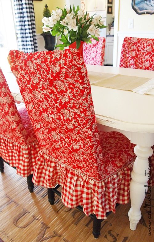 Red Toile & Checkered Dining Room Chairs - A Cultivated Nest