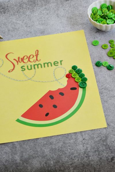 Easy Watermelon Button Craft & Free Printable