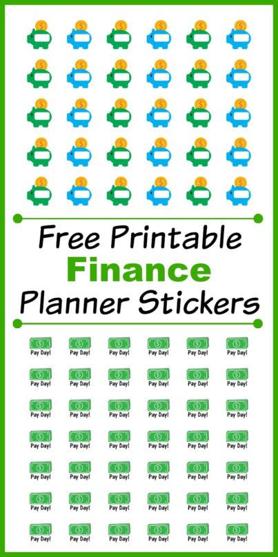 Free Printable Finance Planner Stickers- Pay Day + Piggy Bank Savings