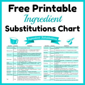Handy Ingredient Substitutions Chart Free Printable- A Cultivated Nest